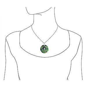 Sterling Silver Abalone Shell Spiral Circle Pendant