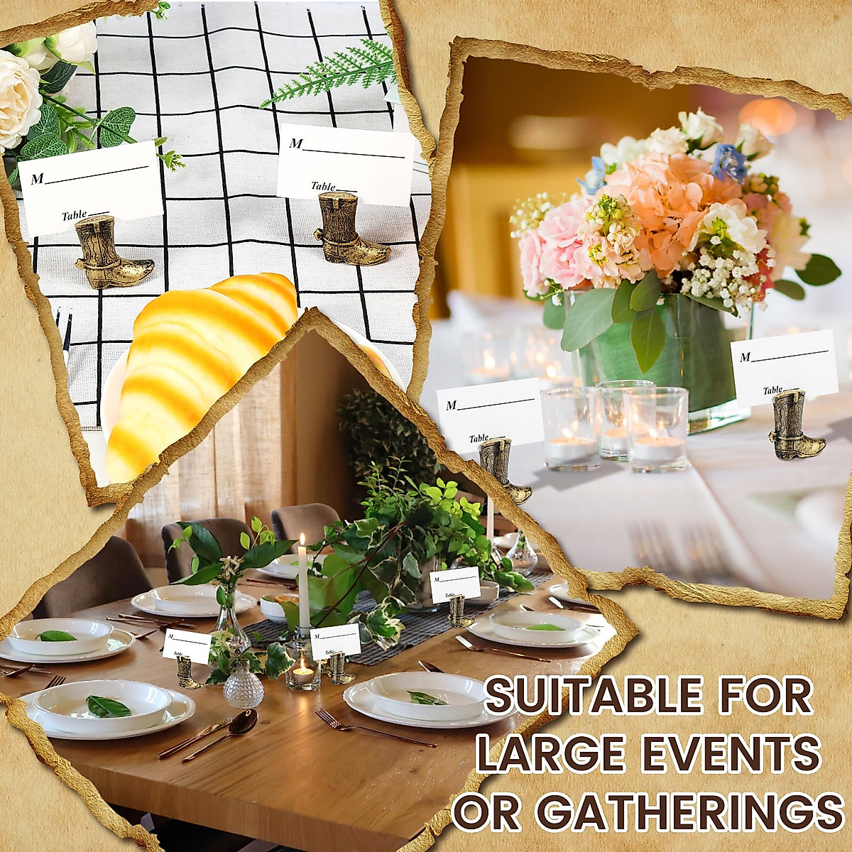 12 Pcs Place Card Holders, Retro Cowboy Boots Table Card Holder Resin Place Photo Stand Creative Table Sign Stands Picture Number Sign Holders for Wedding Guest Party Favor Events 1.9 x 1.6 in