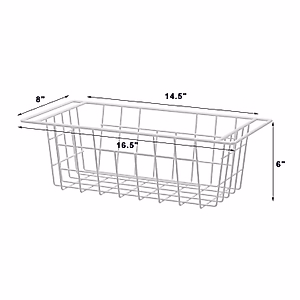 blitzlabs Freezer Organizer Bins Deep Freezer Basket Storage Rack Bins Wire Metal Baskets with Hanging Handles 16.5" 2Packs