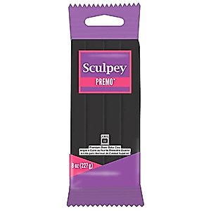 Sculpey Premo Polymer Oven-Bake Clay, Black, Non Toxic, 8 oz. bar, Great for jewelry making, holiday, DIY, mixed media and home décor projects. Premium clay Great for clayers and artists.