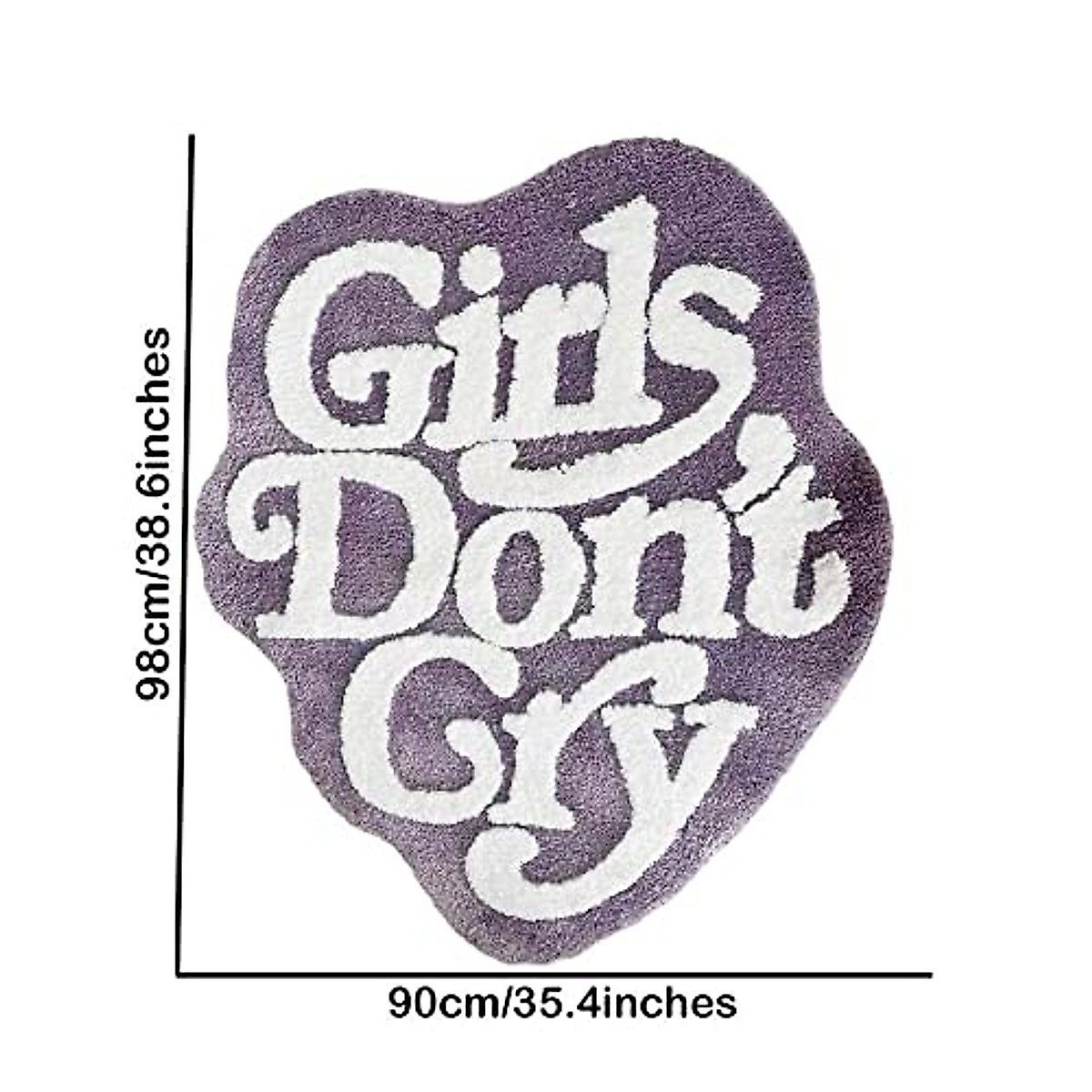 Girls Don't Cry Rug Faux Area Rug Heart Shaped Rug Carpet for Home Living Room Sofa Floor Bedroom