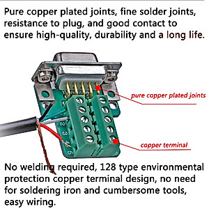 ANMBEST 10PCS DB9 Breakout Connector, 5PCS Male + 5PCS Female DB9 Solderless RS232 D-SUB Serial to 9-pin Port Terminal Adapter Connector Breakout Board with Case Long Bolts Tail Pipe