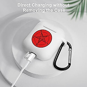 Satanic Baphomet Goat Symbol Silicone AirPods Case Protective Cover Compatible with AirPods 2 & 1 with Keychain