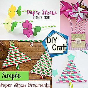 Paper Straws Drinking Biodegradable and Recycled, Rainbow Stripe Paper Straws for Juices, Shakes, Smoothies, Party Supplies Decorations