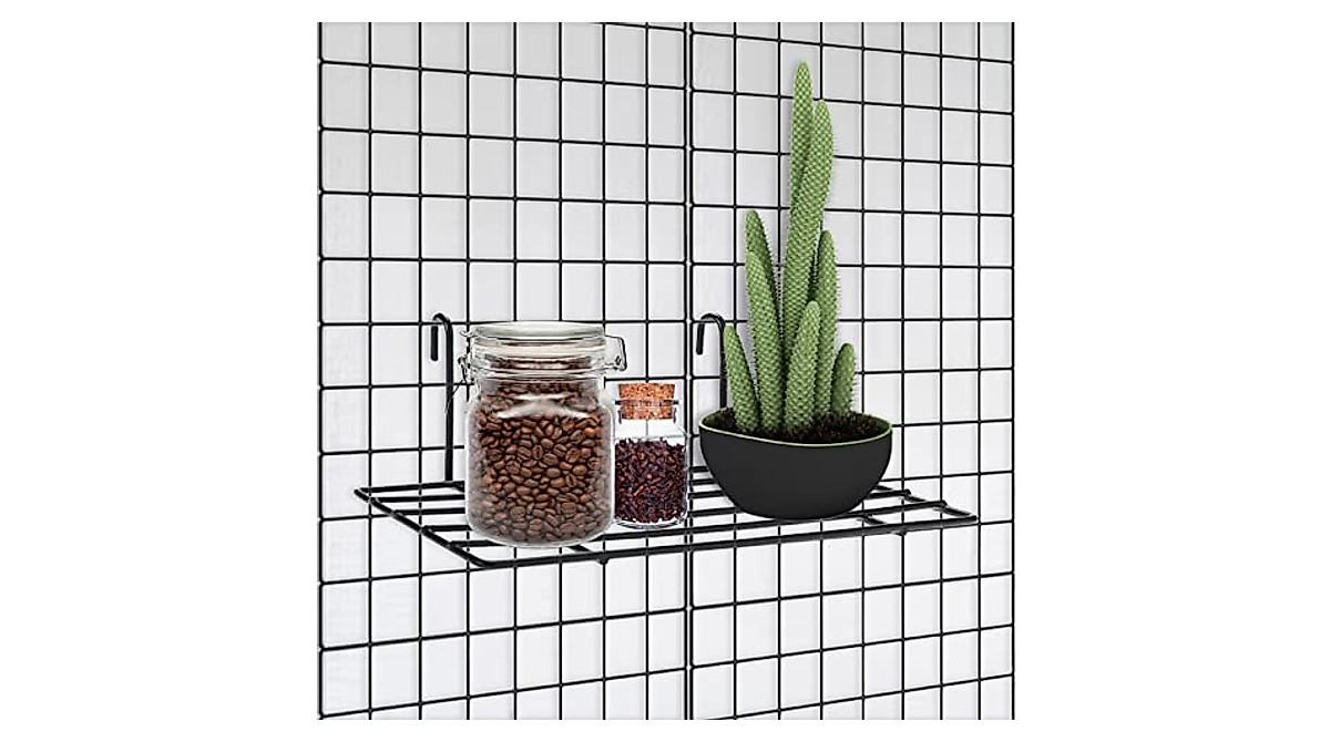 Yaegoo 8 Pack Grid Wall Shelves, Wire Straight Shelf with Hooks ...