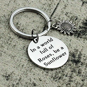 Kivosliviz Sunflower Keychain Gifts Sunflower Lover Gift in A World Full of Roses Be a Inspiration Jewelry Sunflower Keychains