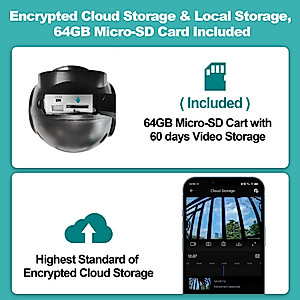 FIYEE Security Cameras Wireless Outdoor WiFi Solar Powered Camera for Home Securtiy, Spotlight Color Night Vision, Include 64GB TF Card