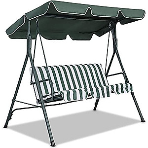 GLACER 77" x 43" Swing Canopy Replacement Porch Top Cover, Outdoor UV Block Sun Shade, Waterproof Swing Seat Furniture Cover for Outdoor Swing Chair, Ideal for Garden, Patio, Park, Yard (Green)