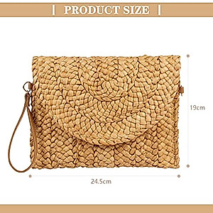 Oweisong Straw Purses for Women Summer Beach Straw s Clutch Purses Crossbody Bag Handmade Women Envelope Handbag Wallet