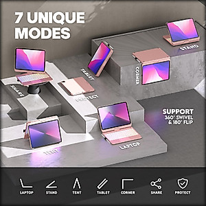 BABG Keyboard Case for iPad Air 11(M2,2024)&iPad Pro 11 inch (4th/3rd/2nd/1st) Gen&iPad Air 5th&4th Gen,360°Swivel,Multi-trackpad,Backlit Keyboard-Rose Gold