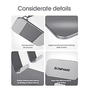 elitehood Aluminum iPad Stand, Adjustable iPad Stand Holder for Desk, Desktop Tablet Stand Dock for iPad Pro 12.9 11, iPad Air Mini 4 5 and More 4-13 inches Tablets, Gray