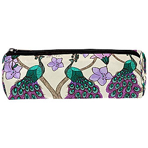 Peacocks and Floral Pattern Pencil Bag Pen Case Stationary Case Pencil Pouch Desk Organizer Makeup Cosmetic Bag for School Office