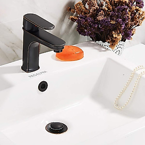 REGALMIX Oil Rubbed Bronze Pop UP Drain, Bathroom Vessel Lavatory Vanity Faucet Sink Stopper, Built-in Anti-Clogging Strainer, Fits Standard Drain Hole(1-1/2" to 1-3/4"),Without Overflow R085C-ORB…