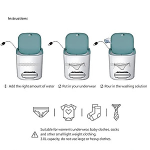Mini Washing Machine Portable Small Laundry Tub Washer for underwear,socks,Baby Clothes,Towel USB Power for Apartment,RV,Travel,Camping