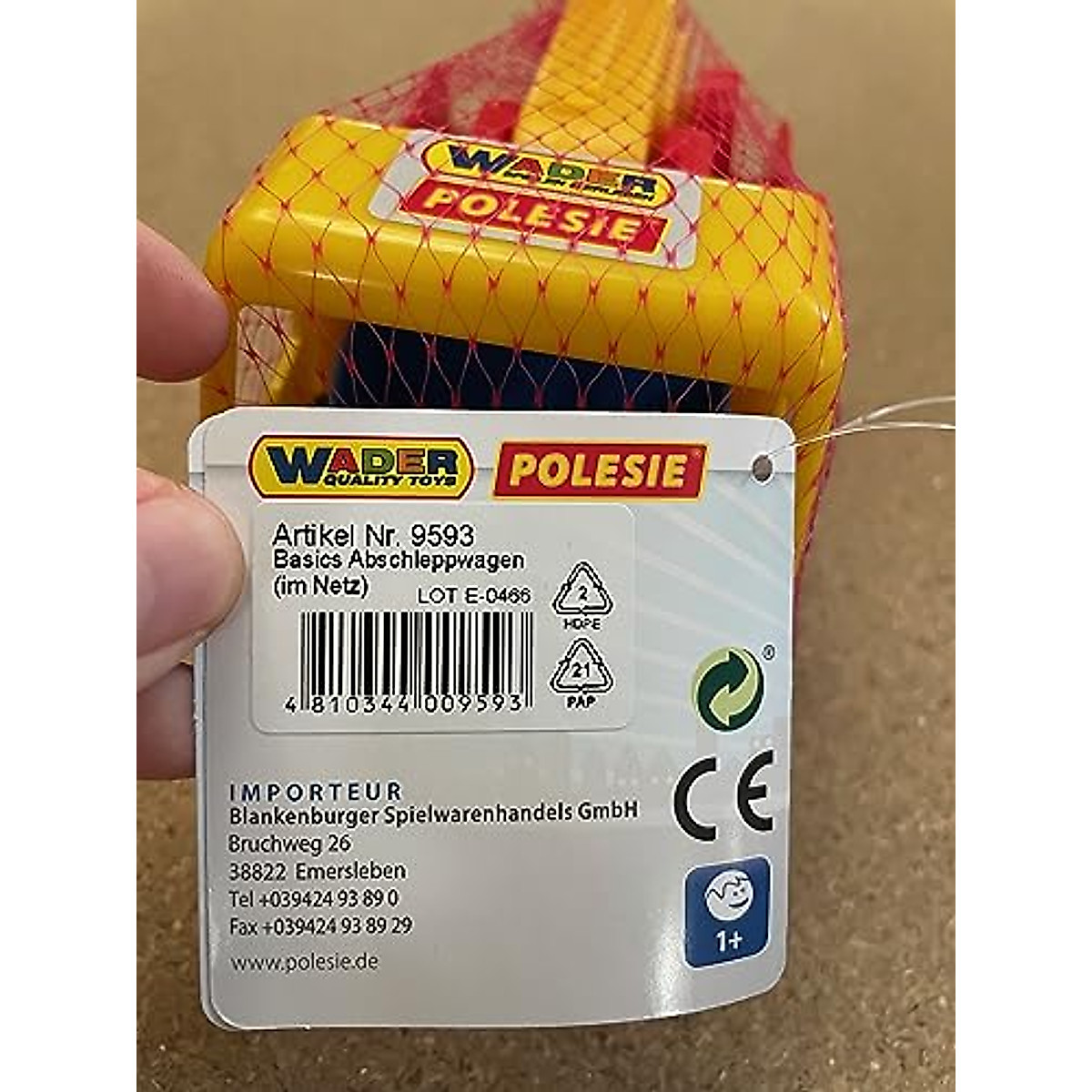 Wader Basics Tow Truck Toy For Kids with Noise-Canceling Rubber Tires & with Working Winch