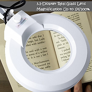 Innqoo LED Floor Lamp, LED Esthetician Light, Magnifying Glass with Light, Lighted Magnifier for Reading, Crafts & Pro Tasks, Adjustable & Dimmable