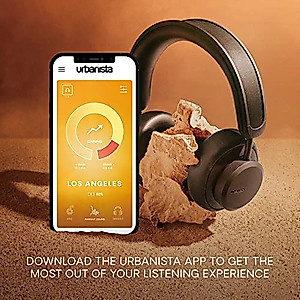 Urbanista Los Angeles Solar Powered Active Noise Cancelling Headphones with Infinite Playtime, Powerfoyle Self Charging Wireless Over Ear Bluetooth 5.0 Earphones, On Ear Detection, Midnight Black