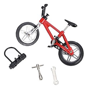 LIOOBO Metal Finger Bike: Mini Mountain Bike, Finger Toys Game, Finger Bmx Set, DIY Decoration for Birthday Christmas Halloween 1Set Red