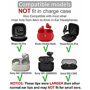9 Pairs Compatible with Beats Studio Buds + / Fit Pro/WF-1000XM5 / WF-1000XM4 Triple Flange Ear Tips, Noise Reduce Silicone with 4mm Connector Hole Fit for Most 4mm - 5mm in-Ear Earphones - Black