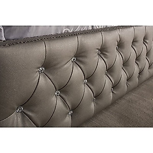 Atlin Designs Modern Faux Leather Upholstered King Panel Bed in Gray