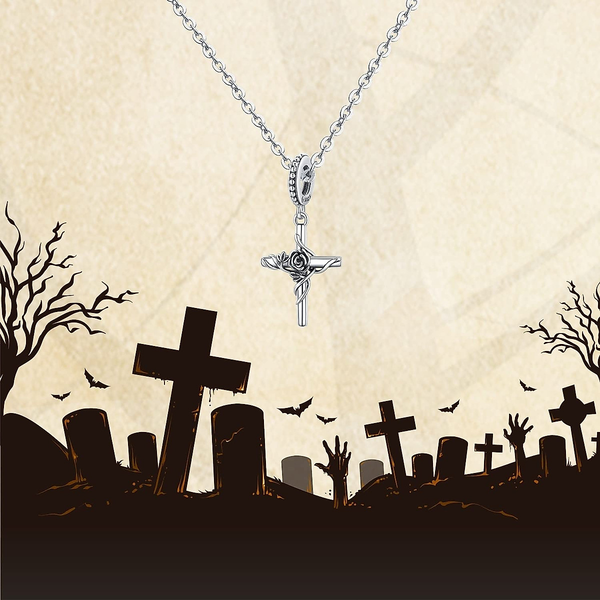 BABAMIA 925 Sterling Silver Cross Bead Charms for Bracelets and Necklaces Vintage Rose Cross Bracelet Charms for Women&Men Charms Jewelry