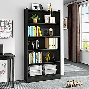 Tribesigns 72-inch Tall Bookcase, Modern 6-Tier Black Library Bookshelf with Storage Shelves, Large Open Bookcases Wood Display Shelving Unit for Bedroom Living Room Office, Floor-Standing (Black)