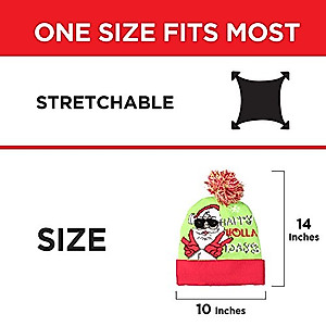 Windy City Novelties LED Light-up Knitted Ugly Sweater Holiday Xmas Christmas Beanies - 3 Flashing Modes (Happy Holla Days)