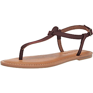 Amazon Essentials Women's Casual Thong Sandal with Ankle Strap, Brown, 7