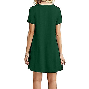 Shakumy Women Short Sleeve T-Shirt Dress Casual Loose Plain Simple Tunic Dress Crew Neck Tops Flowy Swing Mini Dress