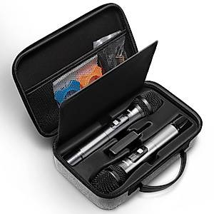 Wireless Microphone Case for JBL Wireless Two Microphone System and Bietrun Wireless Mics WXM 02/WXM 04/WXM 19/WXM19A/WXM 21, Portable Microphone Storage EVA Hard Shell Exterior Case, Case Only