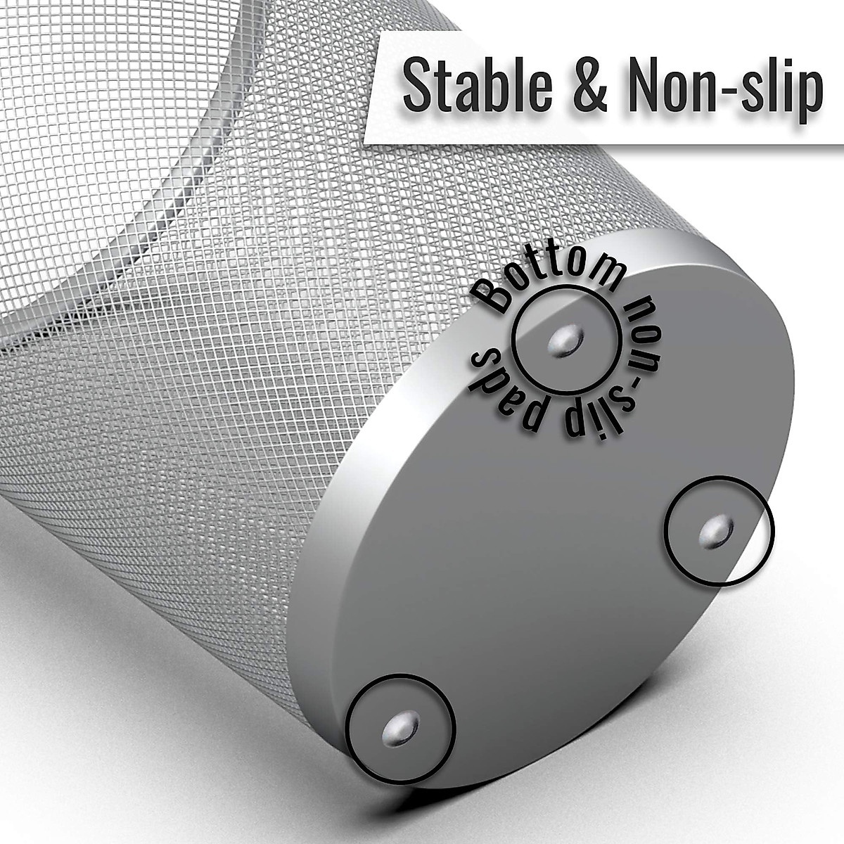 Zuvo Circular Mesh Waste Paper Bin | Lightweight Waste Basket Garbage Can | Metal Trash Bin Ideal for Kitchen Home Office Bin Dorm Room Living Room Desk Bedroom. (1 Silver) (27 X 24 cm)