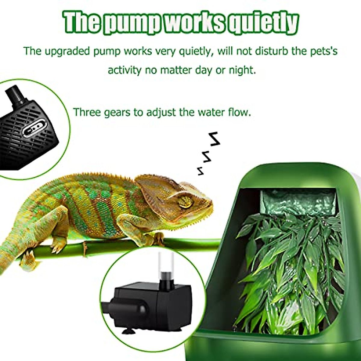 Automatic Reptile Waterfall Fountain Dripper - Adjustable Reptile Water Dispenser Chameleon Cantina Drinking Fountain for Amphibians Insects Lizard Turtle Snake Spider Frog Gecko