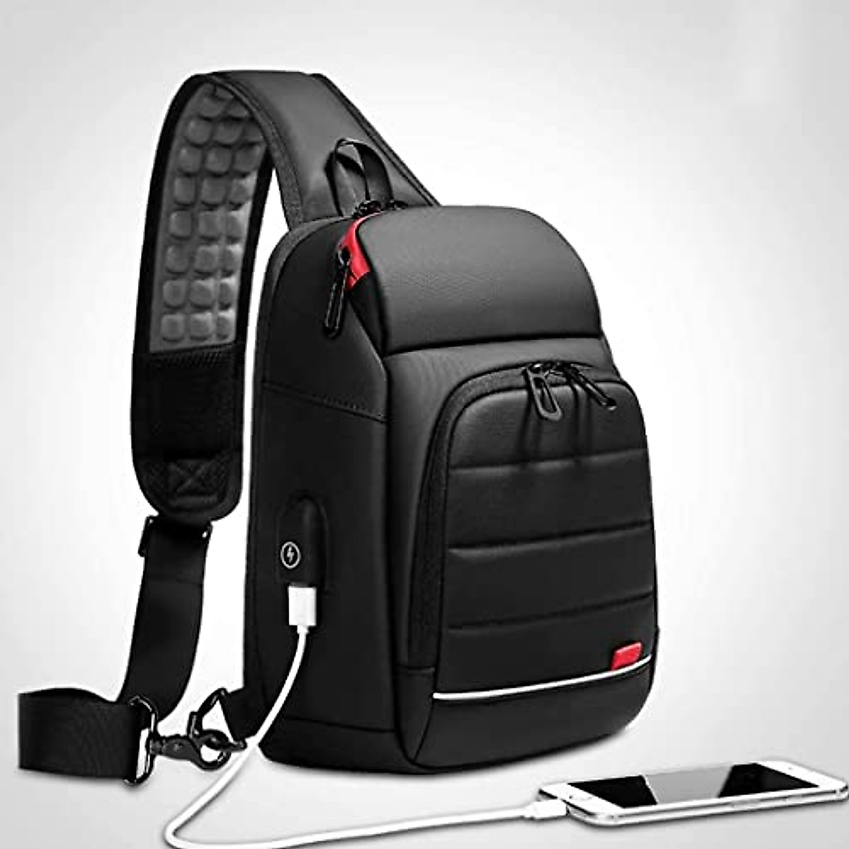 XIXIDIAN Anti-Theft Sling Chest Bag Waterproof Crossbody Shoulder Bag Casual Daypack Rucksack with USB Charging Port for Men