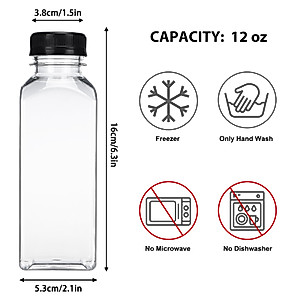 Moretoes 128pcs 12oz Juice Bottles, Plastic Juice Bottles with Caps, Reusable Drink Containers for Juicing, Smoothie and Other Beverages