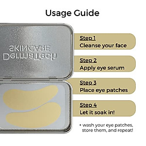 DermaTech Skincare Reusable Under Eye Patches Eco-Friendly Wrinkle Patches with Tin Case | 100% Silicone Reusable Facial Patches | For Puffy Eyes, Dark Circles, Reducing Wrinkles