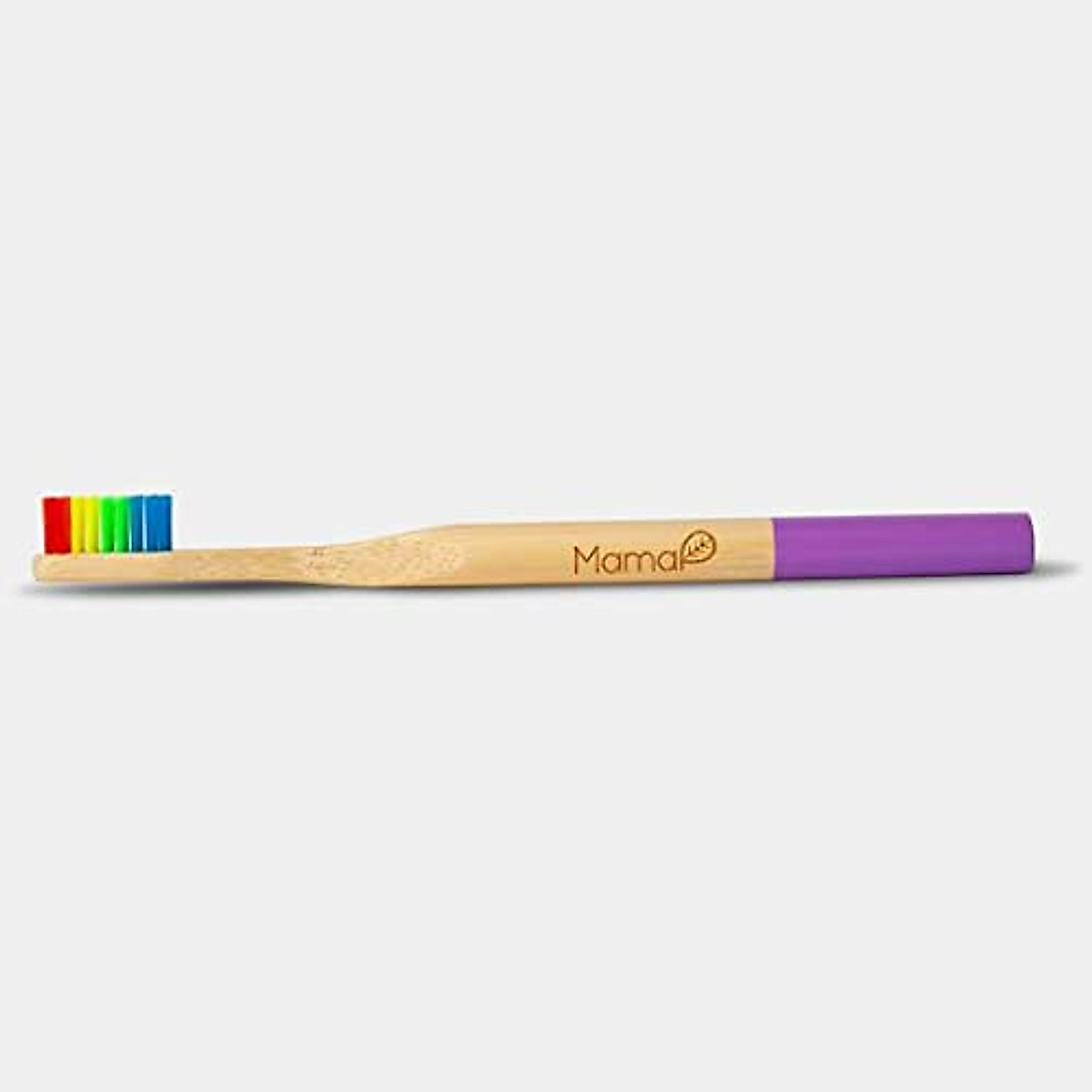 MamaP Rainbow Bamboo Toothbrush, Biodegradable, Natural Bamboo Toothbrush for Sensitive Teeth, Non-Toxic + Eco Friendly toothbrushes, for Adults (3 Pack) - Rainbow