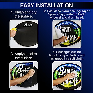 Custom 22 inch Bass Drum Decal - Drum Stickers & Decals, Full Color Custom Logo Band, Bass Drum Head Sticker Wrap, Easy Apply & Remove for Professional or DIY Kits, Made in USA