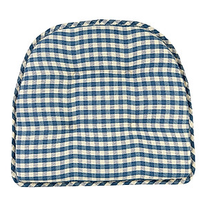 Klear Vu Omega Non-Slip Universal Chair Cushions for Dining Room, Kitchen and Office Use, U-Shaped Skid-Proof Seat Pad, 15x16 Inches, 2 Pack, Gingham Blue 2 Count