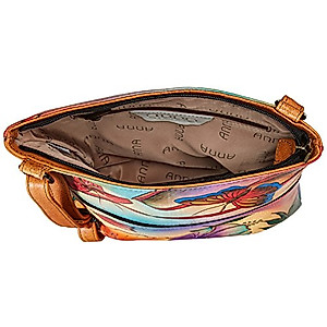 Anna Anuschka Slim Crossbody Bag | Genuine Leather | Antique Hibiscus