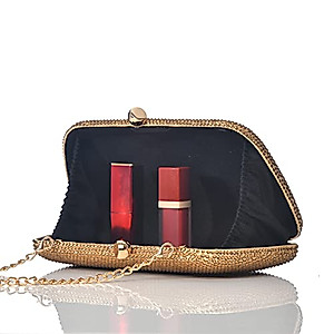 Bright Crystal Clutch Bag Sparkling Full Rhinestone Evening Bag for Women Elegant Formal Occasion Wedding Bridal Graduation (Gold)