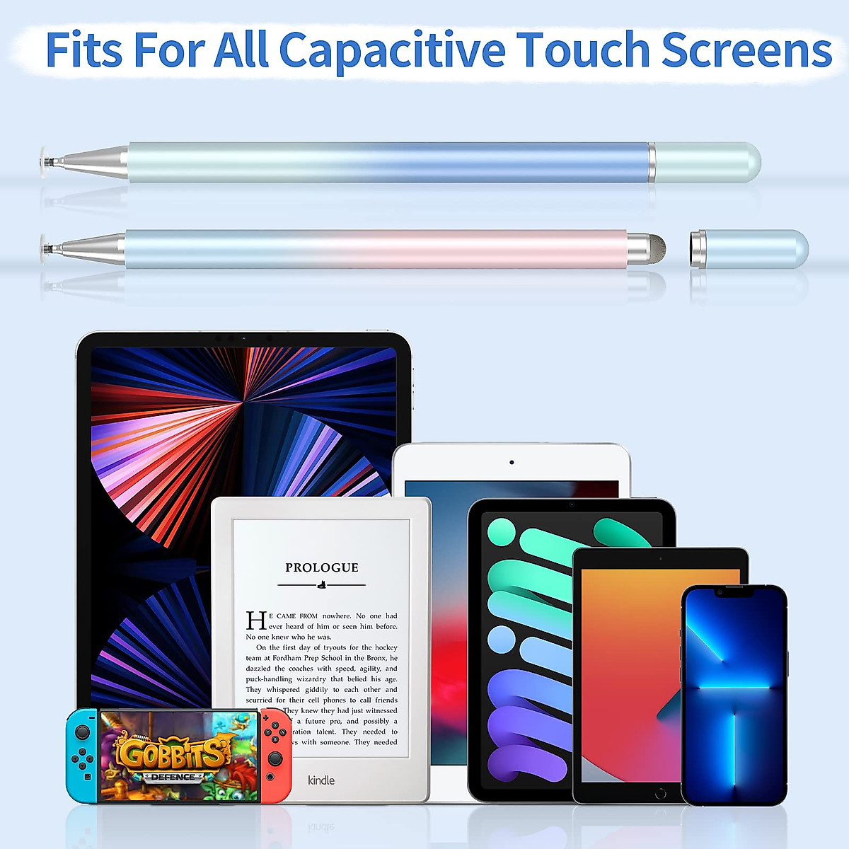 Stylus Pens for Touch Screens(2 Pcs), High Sensitivity 2-in-1 Magnetic Disc Stylus Pen for iPad Compatible with All Capacitive Touch Screens (Blue Pink/Light Green Blue)