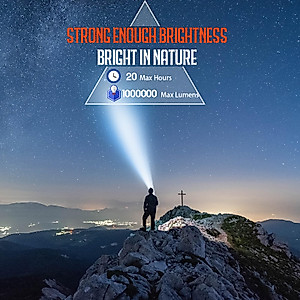 BIGSUN Rechargeable Spotlight, High Lumens 1000,000 LED Flashlight with Multi-Purpose Floodlamp, Built-in 10800mAh Battery Pack, Outdoor Handheld spot Light, for Farm, Hunting,Camping, Car, Boat