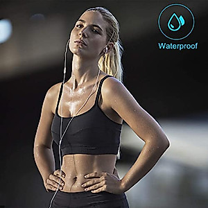 Amoner Wired Earbuds in-Ear, Headphones Waterproof Earphones Sports Headsets with Built-in Mic & Crystal Clear Sound, Ergonomic Earphones with 3.5mm Jack, S/M/L Eartips Compatible with iPhone Android