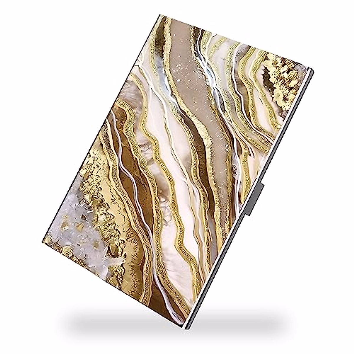 Weaninyiu Business Card Metal Slim Organizer, Professional Stainless Steel Square Pocket Wallet for Office Workers, Compact and Portable for Pockets (Gold Marble)