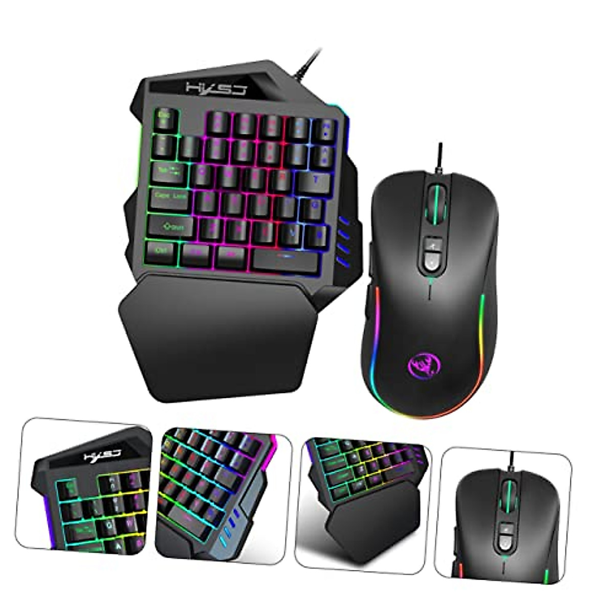 UKCOCO 1 Set one-Hand Human Body Ergonomic Gaming one Hand RGB Keyboard Mechanical Ergonomic Gaming Keyboard v100 Keyboard Left Hand Gaming Keyboard Gaming Keyboard Mouse Plastic