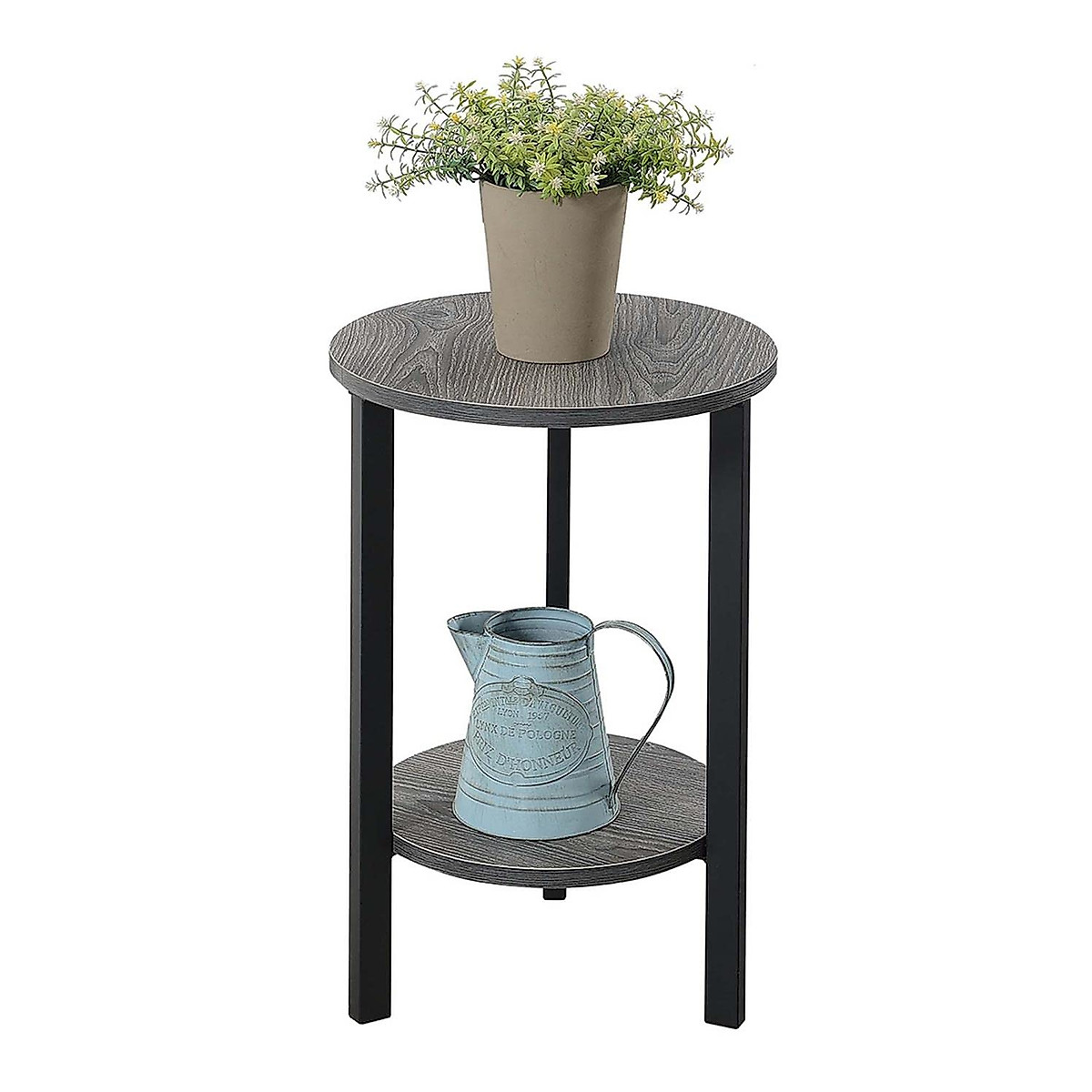 Convenience Concepts Graystone 31 inch 2 Tier Plant Stand, Weathered Gray/Black