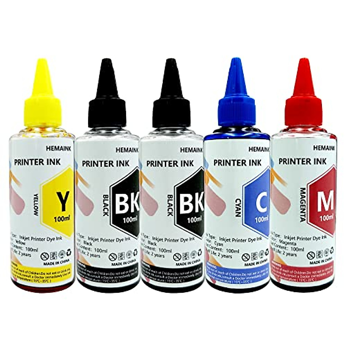 HEMAINK 5 Bottles Ink and Ink Refill Tools Compatible for Canon Ink Cartridges PG-245XL CL-246XL PG-210XL CL-211XL PG-243 CL-244 245XL 246XL 243 244 210 211