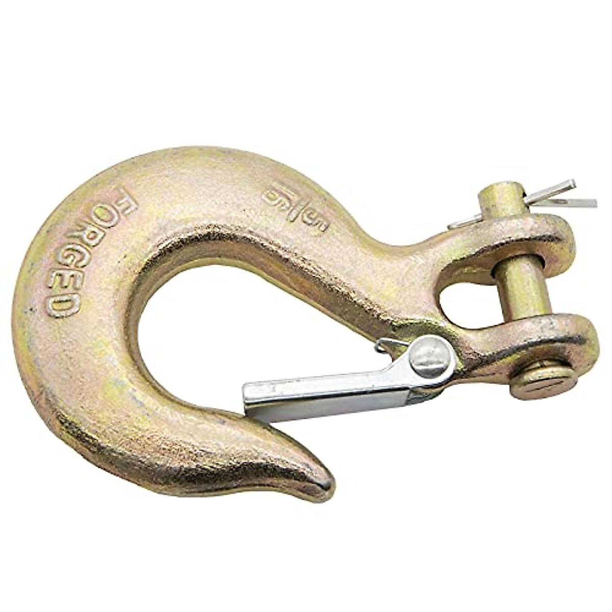 5/16 inch Clevis Slip Hook with Safety Latch, 5/16 g70 Chain Hook, 5/16 Safety Hook with Latch Forged G70 18,000 Lb Capacity for Trailer Truck Transport Tow Winch Hook Trailer
