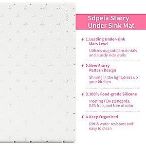 Sdpeia Under Sink Mat for [28" x 22"] Cabinet, Upgraded Silicone Waterproof Mat Kitchen Cabinet Liner Cabinet Protector Kitchen Organizers and Storage