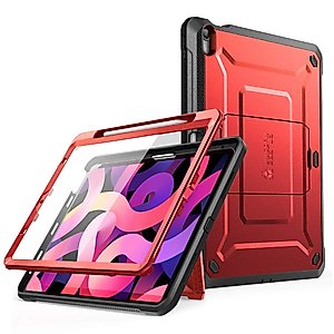 SUPCASE for iPad Air 5th Generation Case/iPad Air 4th Generation Case with Pencil Holder (Unicorn Beetle Pro), [Built-in Screen Protector & Stand] Rugged Case for iPad Air 5/4 10.9 Inch, Ruddy